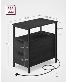 Odkládací stolek s vestavěnými zásuvkami a USB porty ROD černá