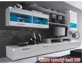 Obývací stěna LEO bílá/bílá extra vysoký lesk HG - TempoKondela