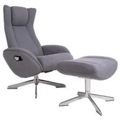 Lounge Chair RIGA s podnožkou, šedý látkový potah House Nordic 1101073