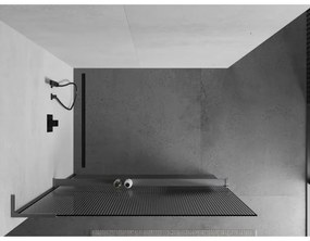 Mexen Kioto+ L, sprchová zástěna Walk-In s poličkou a věšákem 100 x 200 cm, 8mm sklo s žebrovým vzorem, grafitový profil, 800-100-123-66-09