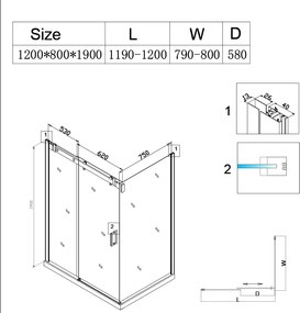 BPS-koupelny Obdélníkový sprchový kout HYD-OK203C 120x80 chrom/transparent + vanička HYD-OSV-SXL03E černá