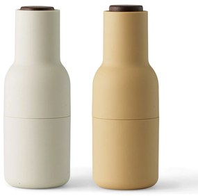 Audo Copenhagen Mlýnek na sůl a pepř Bottle Barley Walnut - set 2 ks, béžová barva, šedá barva, dřevo, plast, keramika