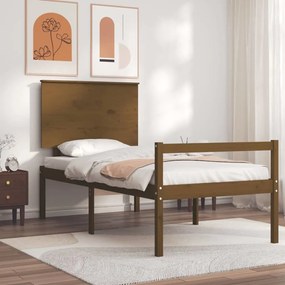 vidaXL Rám postele s čelem Small Single masivní dřevo [3195442] Barva: Bílá