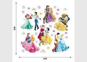 Dětská samolepka na zeď Princezny s Princi, Disney | 30 x 30 cm | DDKS 1081