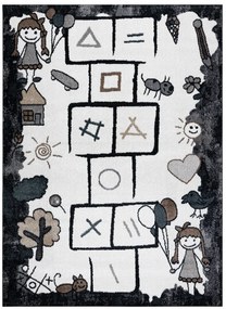 Dywany Łuszczów, Dětský kusový koberec Fun Hop black, 140x190, černobílá, dětský pokoj