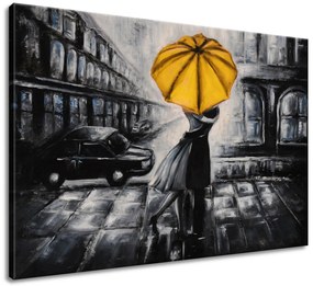 Gario Ručně malovaný obraz Žlutý polibek v dešti Rozměry: 100 x 70 cm