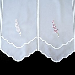Olzatex vitrážová záclona voálová LEVANDE výšivka levandule, bílá, výška 60cm (v metráži)