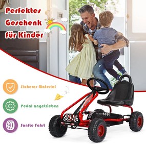 Costway Motokára s nastavitelným sedadlem a ruční brzdou šlapací autíčko