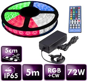 ECOLIGHT LED pásek - RGB+CW - 5m - 60LED/m - 14,4W/m - 3000Lm - IP65 - SADA