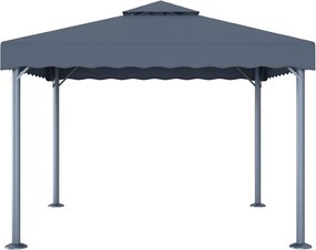 Altán se světelnými LED řetězy 300 x 300 cm antracitový hliník 3070343