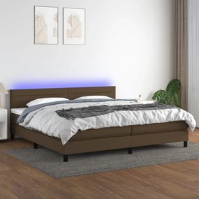 Box spring postel s matrací a LED tmavě hnědá 200x200 cm textil 3133264