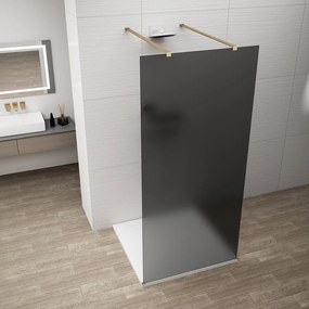 Polysan Esca Gold Matt jednodílná sprchová zástěna 150 x 210 cm do prostoru zlatá kouřové matné sklo ES1415-08