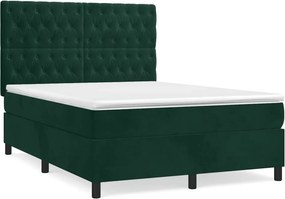 Box spring postel s matrací tmavě zelená 140x190 cm samet 3143202