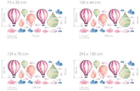 Malované balóny samolepky na zeď arch 100 x 44 cm