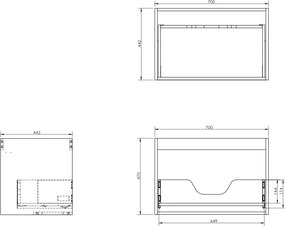 Mexen Orio, koupelnová skříňka 70 cm, 1 zásuvka, šedá matná, 91A10-07047-1-BF62