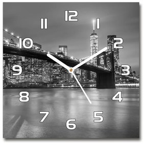 Wallmuralia Skleněné hodiny čtverec New York noc 30x30 cm