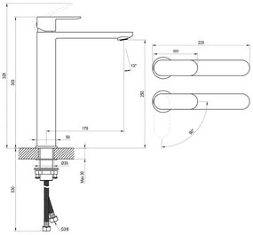 Ravak Chrome II Vysoká umyvadlová baterie BeCool 30 cm, černá CRII015.21BL X070461