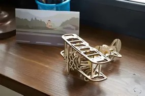 UGEARS 3D dřevěná mechanická skládačka Mini dvojplošník / od 8 let / O