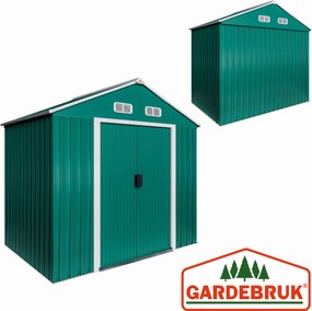 Zahradní domek na nářadí zelená 200x125x180cm 2m² úložný prostor pozinkované posuvné dveře 4 háky