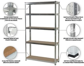 Fistar AKCE - Balíček : 3x Regál 2000x1200x400 mm kovový zinkovaný 5-policový, nosnost 875 kg