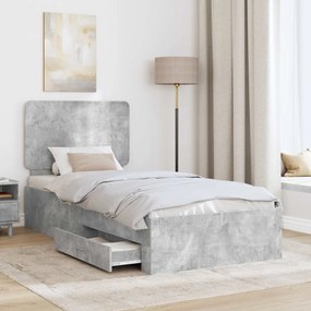 Rám postele s čelo Betonově šedá 90 x 190 cm Kompozitní dřevo 3412840
