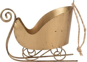 Zlatá antik vánoční ozdoba retro kovové sáně - 14*7*12 cm