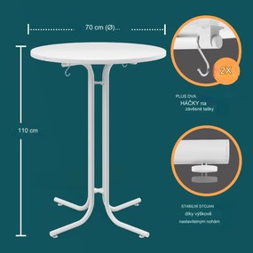 Deuba Skládací barový stůl Ø70 cm - bílý