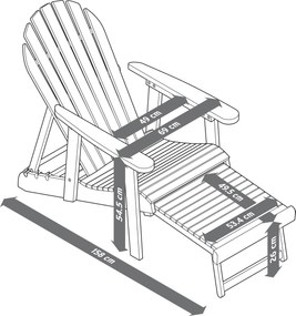Tchibo - Zahradní křeslo Adirondack s výsuvnou podnožkou - barva: hnědá