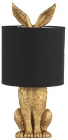 Designová zlatá lampa Mazaný zajíček s černým stínítkem 45 cm