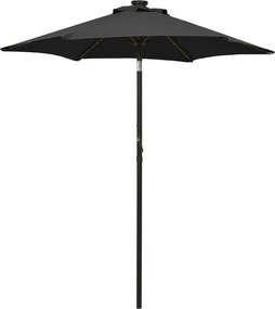 Zahradní slunečník s LED osvětlením černý 200 x 211 cm hliník 313563