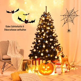 Costway 180 cm vysoký umělý skládací Halloween vánoční stromeček PVC hroty černé