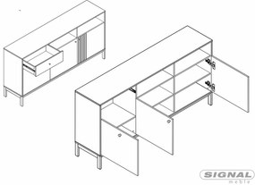 Komoda Frost 180 cm krémová/alpský dub