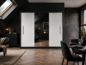 Šatní skříň s posuvnými dveřmi 232 cm se zrcadlem bílá matná  MES PRIMO SZP4/2/1B/2W1L/0/AL
