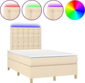 Box spring postel s matrací a LED krémová 120 x 200 cm textil 3135746