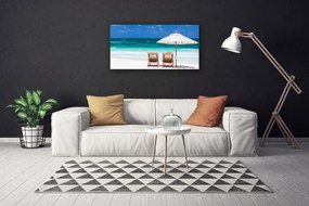 Obraz na plátně Pláž Deštník Krajina 140x70 cm