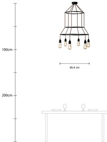 creative cables Lustr cage 3 edison ST64 se 6 žárovkami Barva: Šedá