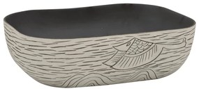 vidaXL Umyvadlo na desku šedé a černé obdélník 48x37,5x13,5cm keramika