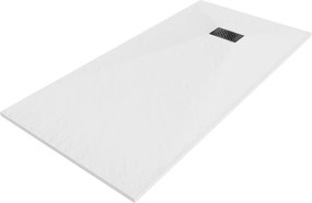 Mexen Hugo, obdélníková sprchová vanička SMC 180 x 90 cm, bílá, černá krytka, 42109018-B