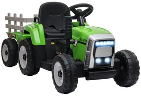HOMCOM Elektrický traktor s přívěsem, dětské elektrické autíčko na dálkové ovládání, dětský traktor s funkcí MP3, světlomety | Aosom