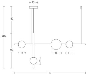 Zambelis 20131 závěsné stmívatelné LED svítidlo černé, 18W, 3000K, 110cm