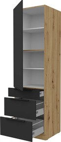 ARIA ac | vysoká skříňka 60 DKS-210 3S1F potravinová | UNI DVÍŘKA | 60 cm | PREMIUM BOX | artisan/černá