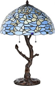 Modrá stolní lampa Tiffany Butterflies - Ø 40*60 cm
