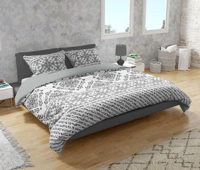 Bavlněné povlečení 160x200 Ornamenty bílá černá šedá Móda 23 Faro