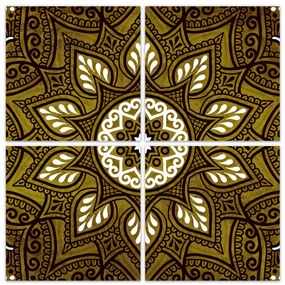 Malvis ® Obraz Kouzelná mandala zlatohnědá Velikost (šířka x výška): čtyřdílný čtverec - 100x100 cm