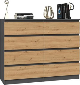 TPS Komoda MALVA M8 120 cm - Antracit / Dub artisan