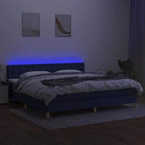 Box spring postel s matrací a LED modrá 200x200 cm textil 3134067