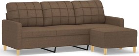 3místná pohovka s podnožkou hnědá 180 cm textil 3201004
