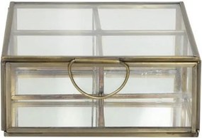 Skleněná šperkovnice s bronzovým antik lemem Alexandra antique - 14*14*5,5 cm