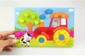 Montessori dřevěná tabulka "barvy" Motiv: traktor