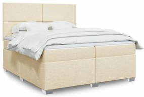 Box spring postel s matrací krémová 200x200 cm textil 3292893